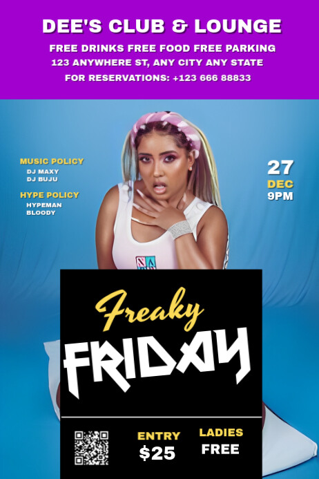 Blue Neon Blue Background Gradient Freaky Friday Poster Template ...