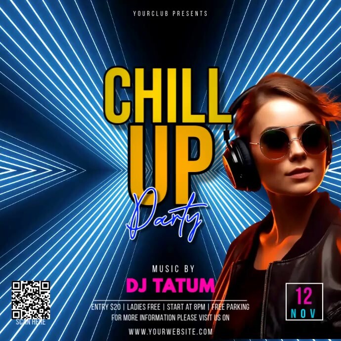 Plantilla de Blue Neon Chill Up Party Pos Instagram | PosterMyWall
