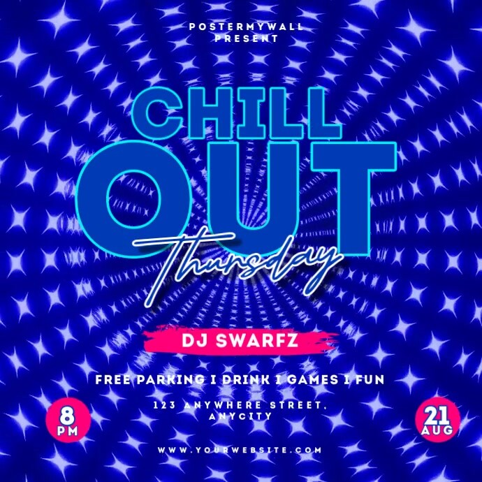 Blue Neon Chillout Thursday Pos Instagram Template | PosterMyWall