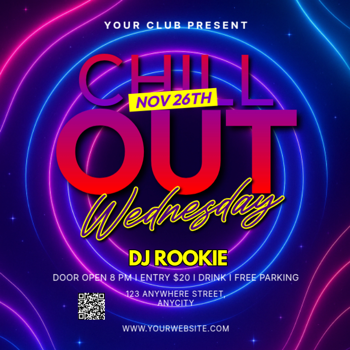 Copy of Blue Neon Chillout Wednesday Pos Instagram | PosterMyWall
