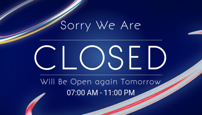Blue Neon Closing And Opening Notice Blog Header Template | PosterMyWall