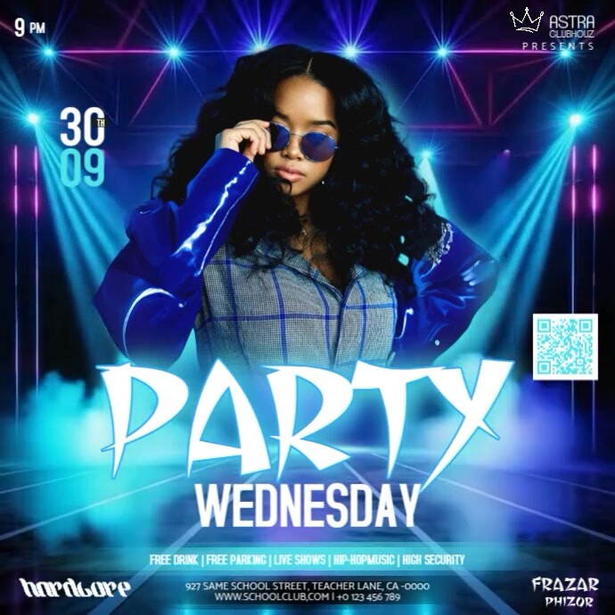 BLUE neon club party event design template | PosterMyWall