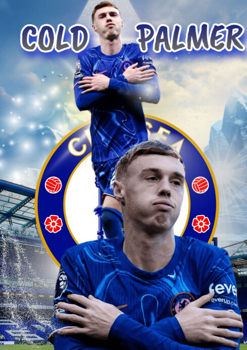 Copy of Blue Neon Cold Palmer Chelsea Football Player A4 | PosterMyWall