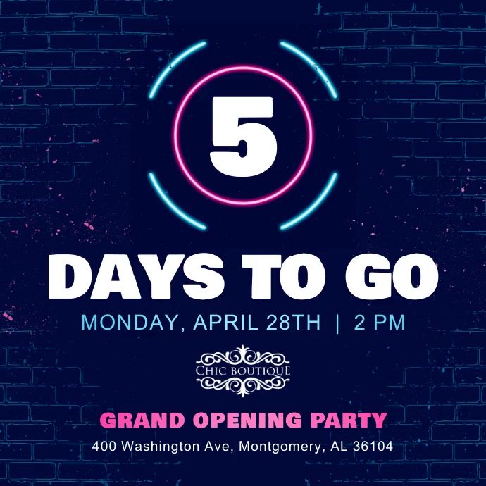 Copy of Blue Neon Countdown Square Video | PosterMyWall