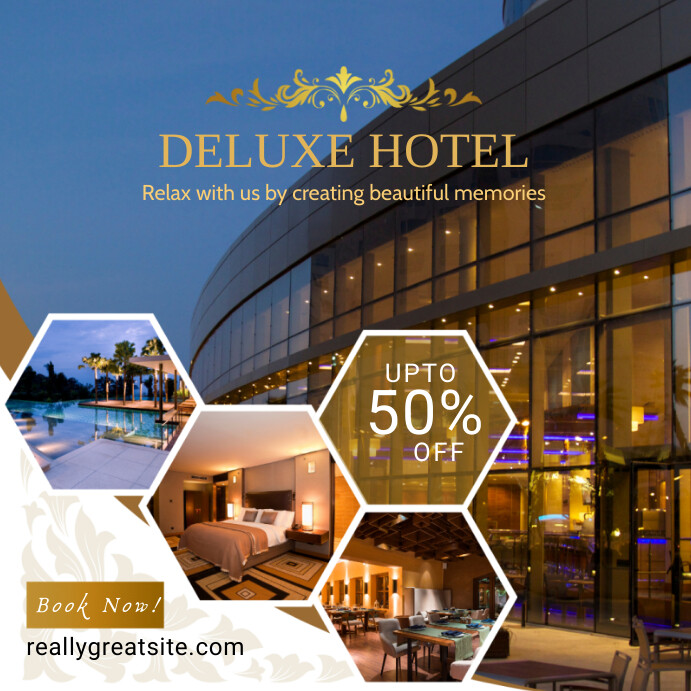 Blue Neon Deluxe Hotel Instagram Post Template | PosterMyWall