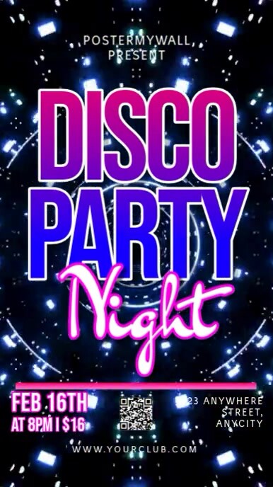 Plantilla de Blue Neon Disco Party Night Reel Instagram | PosterMyWall