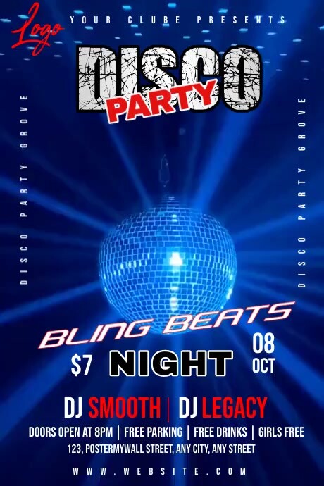 Copy of Blue Neon Disco Party Poster | PosterMyWall