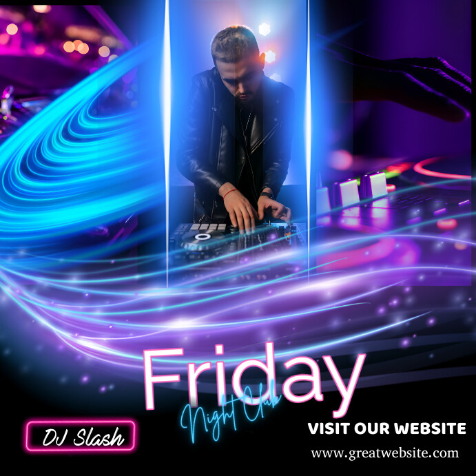 Plantilla de Blue Neon Dj Performance Template Instagram | PosterMyWall