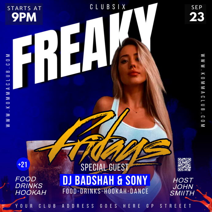 Blue Neon Freaky Friday Night Sexy Party Ins Template | PosterMyWall