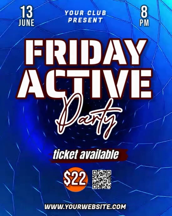Copy of Blue Neon Friday Active Party Instagram Portrait | PosterMyWall