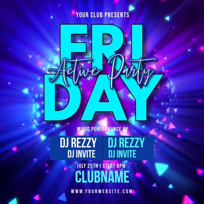 Blue Neon Friday Active Party Pos Instagram Template | PosterMyWall