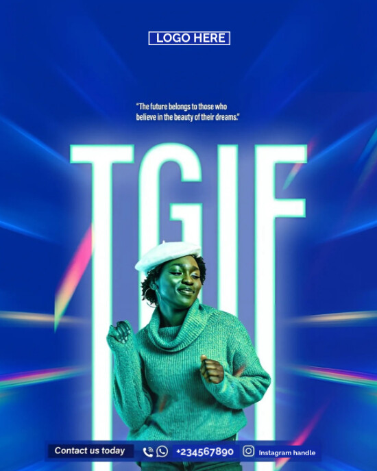Copy of Blue Neon Friday Glow Vibes - Tgif Promo Template Instagram ...
