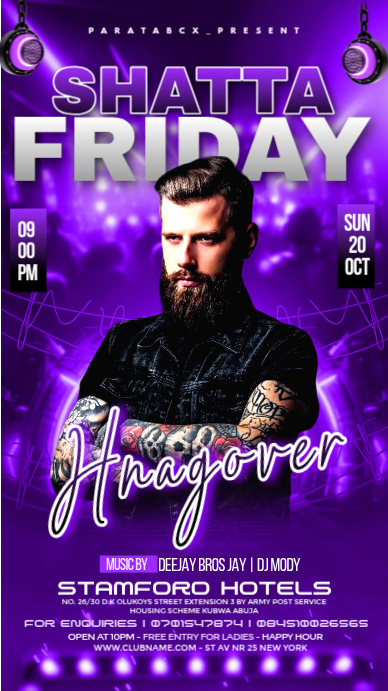 Blue Neon Friday Hangover Night Club Gorgeous Template Instagram Story ...