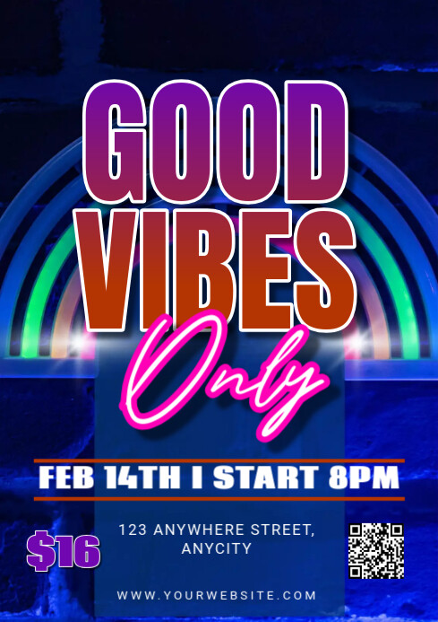 Copy of Blue Neon Good Vibes Only A4 | PosterMyWall