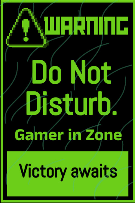 Blue Neon Green Do Not Disturb Funny Gamer Editable Printable Template ...