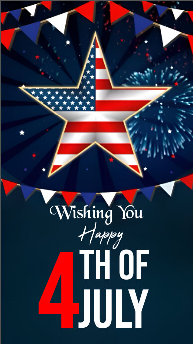 Blue Neon Happy 4th Of July Template Instagr | PosterMyWall