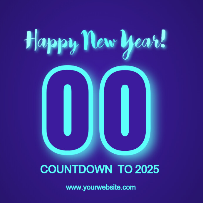 Blue Neon Happy New Year Countdown Instagram Post Template | PosterMyWall