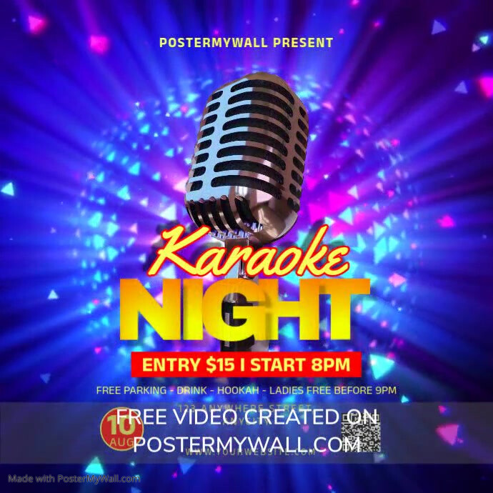 Modèle Blue Neon Karaoke Night Pos Instagram | PosterMyWall