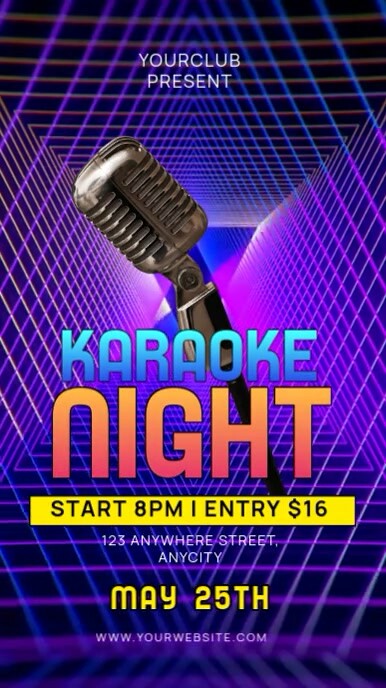 Blue Neon Karaoke Night Reel Instagram Template | PosterMyWall