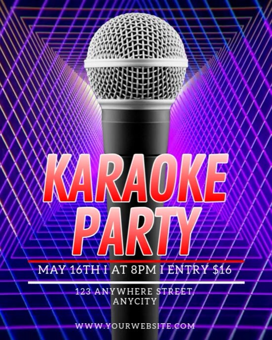 Blue Neon Karaoke Party Instagram Portrait Template | PosterMyWall