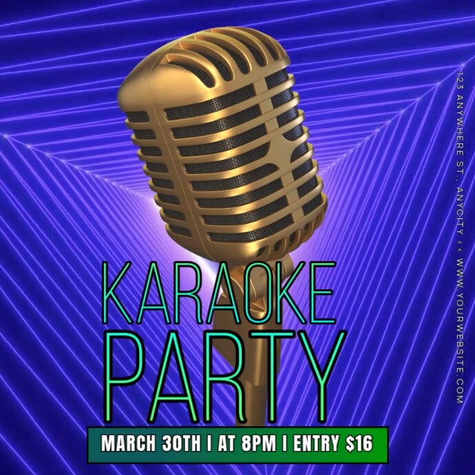 Blue Neon Karaoke Party Pos Instagram Template | PosterMyWall