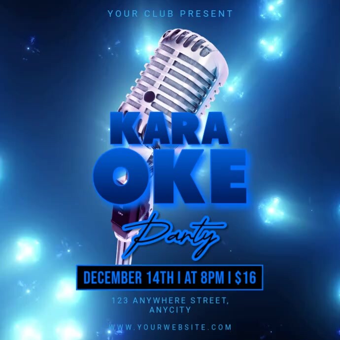 Blue Neon Karaoke Party Pos Instagram Template | PosterMyWall
