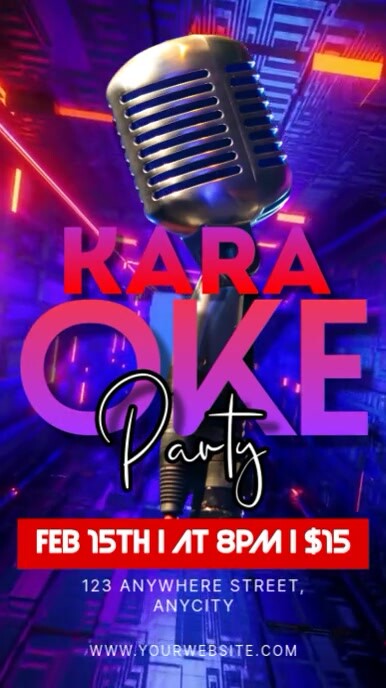 Blue Neon Karaoke Party Reel Instagram Template | PosterMyWall