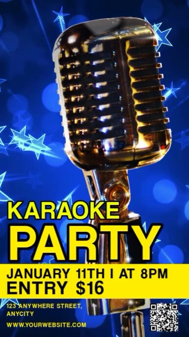 Blue Neon Karaoke Party Reel Instagram Template | PosterMyWall