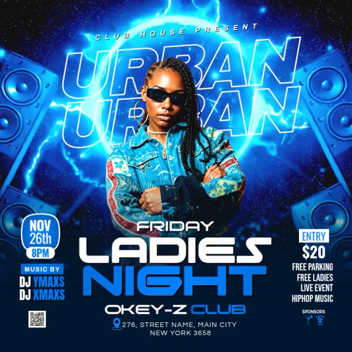 Blue Ladies Night Event Square Template | PosterMyWall