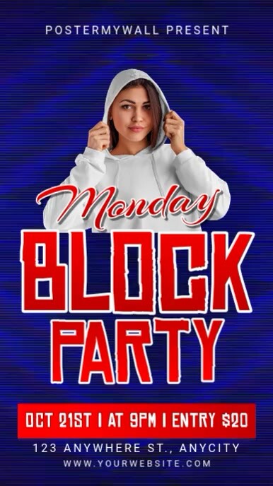 Blue Neon Monday Block Party Reel Instagram Template | PosterMyWall