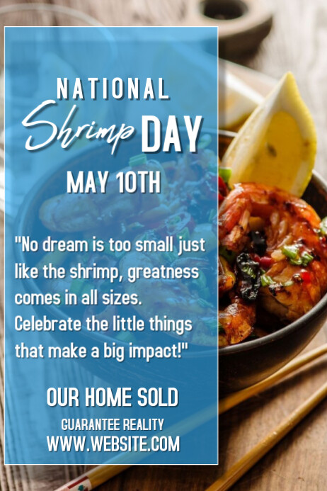Plantilla de Blue Neon National Shrimp Day Poster | PosterMyWall