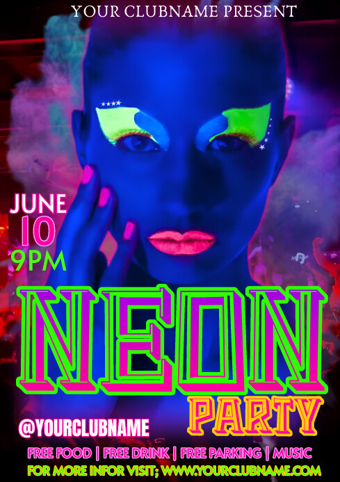 Copy of Blue Neon Neon Party Flyer A4 | PosterMyWall