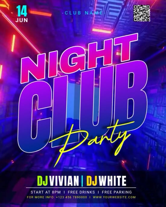 Copy of Blue Neon Night Club Party Instagram Portrait | PosterMyWall