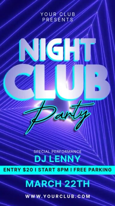 Copy of Blue Neon Night Club Party Instagram Story | PosterMyWall