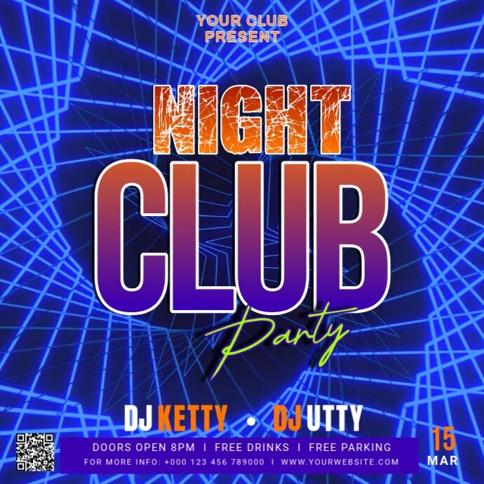 Copy of Blue Neon Night Club Party Pos Instagram | PosterMyWall