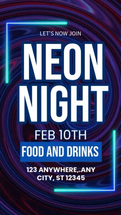 Blue Neon Night Template | PosterMyWall