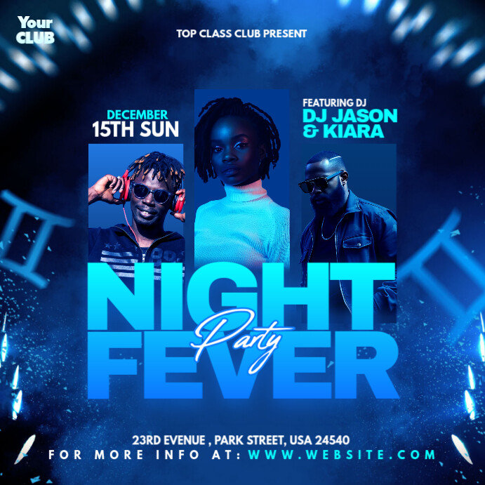 Plantilla de Blue Neon Night Fever Party Instagram Post | PosterMyWall