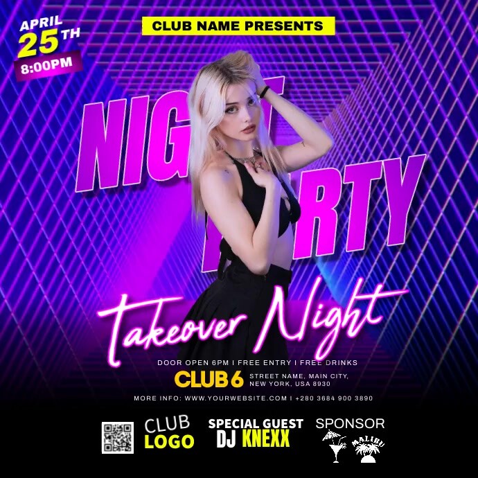 Copy of Blue Neon Night Party Instagram Post | PosterMyWall