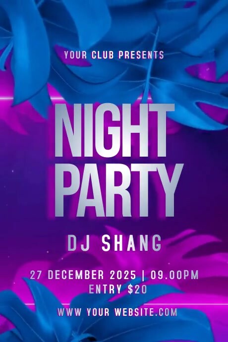 Plantilla de Blue Neon Night Party Video Poster | PosterMyWall