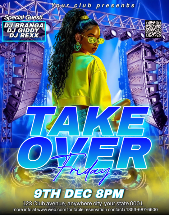 Blue Neon Party Night Flyer Template Poster/wallboard | PosterMyWall