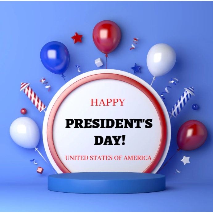 Blue Neon President's Day Celebration Design Template Instagram Post ...