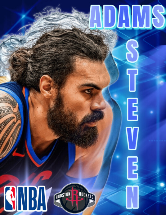 Copy of Blue Neon Steven Adams Pamflet (letter As) | PosterMyWall