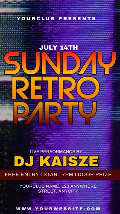Blue Neon Sunday Retro Party Instagram Story Template | PosterMyWall