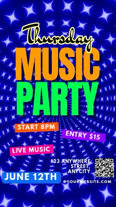 Copy of Blue Neon Thursday Music Party Reel Instagram | PosterMyWall