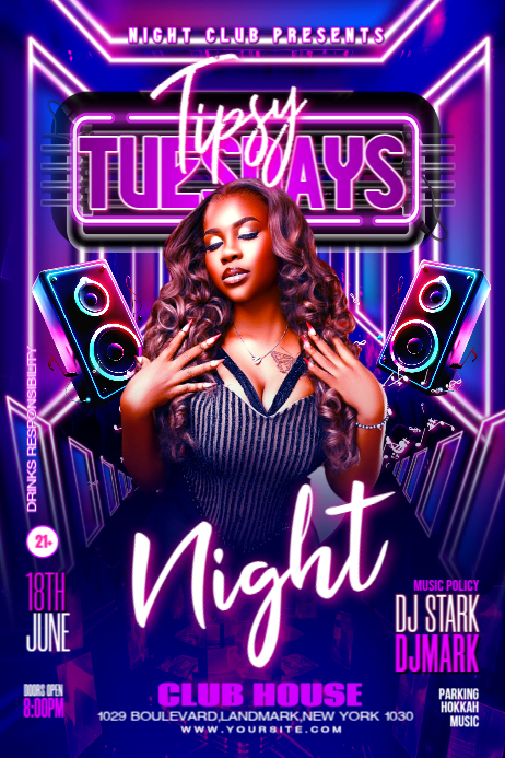 Copy of Blue Neon Thursday Night Club Party Banner 4' × 6' | PosterMyWall