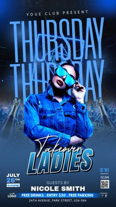 Copy of Blue Neon Thursday Takeover Ladies Night Party Instagram Story ...