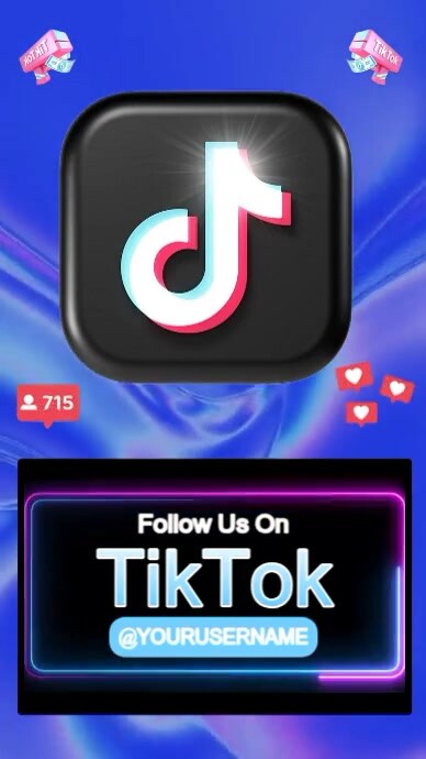 Szablon Blue Neon Tiktok Follow Us Tiktok Video | PosterMyWall