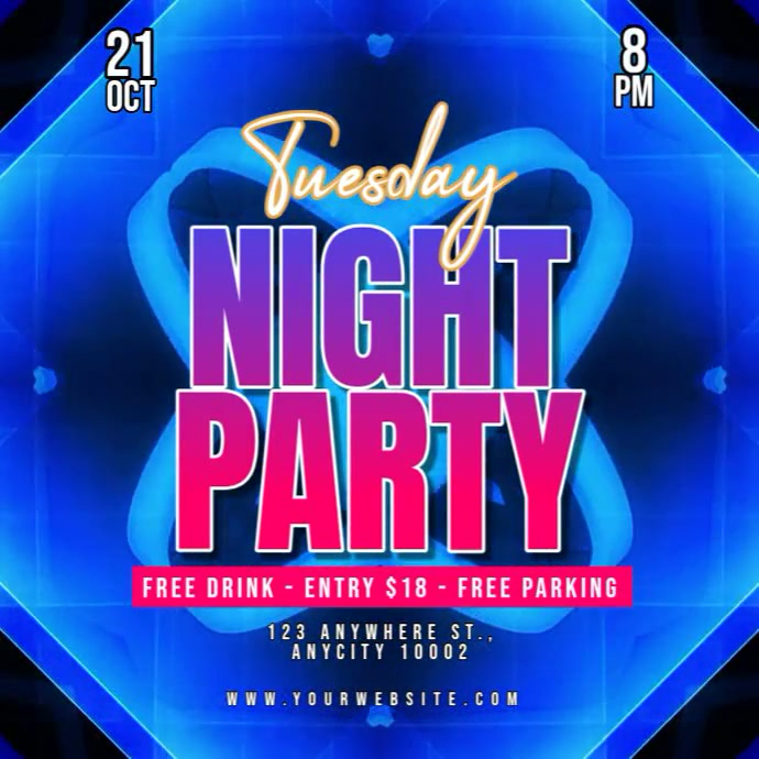 Copy of Blue Neon Tuesday Night Party Pos Instagram | PosterMyWall
