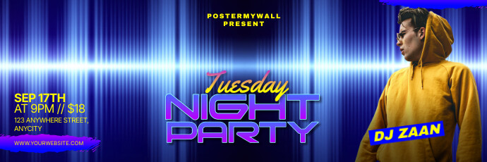 Copy of Blue Neon Tuesday Night Party Tajuk Twitter | PosterMyWall