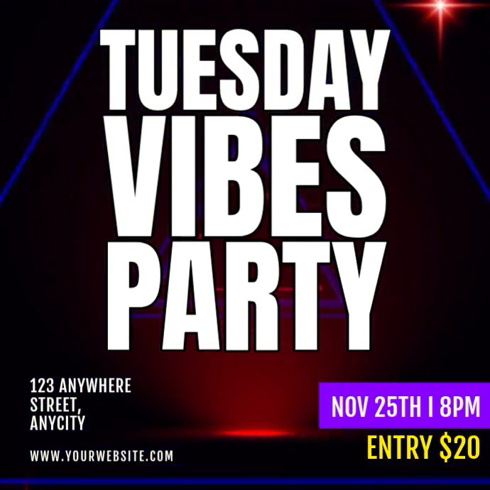 Copy of Blue Neon Tuesday Vibes Party Pos Instagram | PosterMyWall